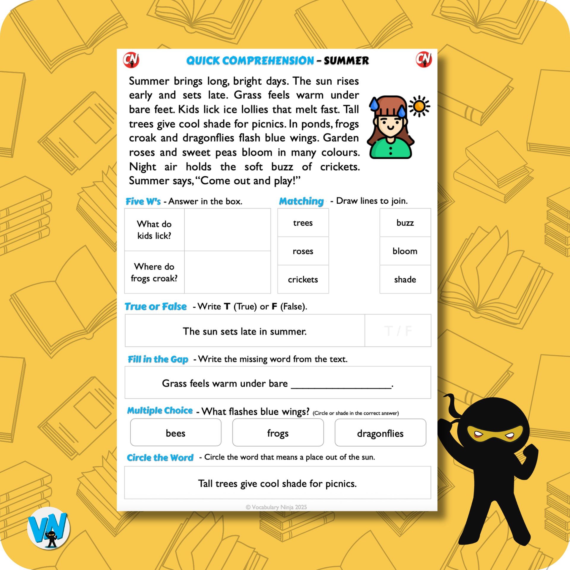 Quick Comprehension Topic Bundle – Y1 – Seasons – Vocabulary Ninja
