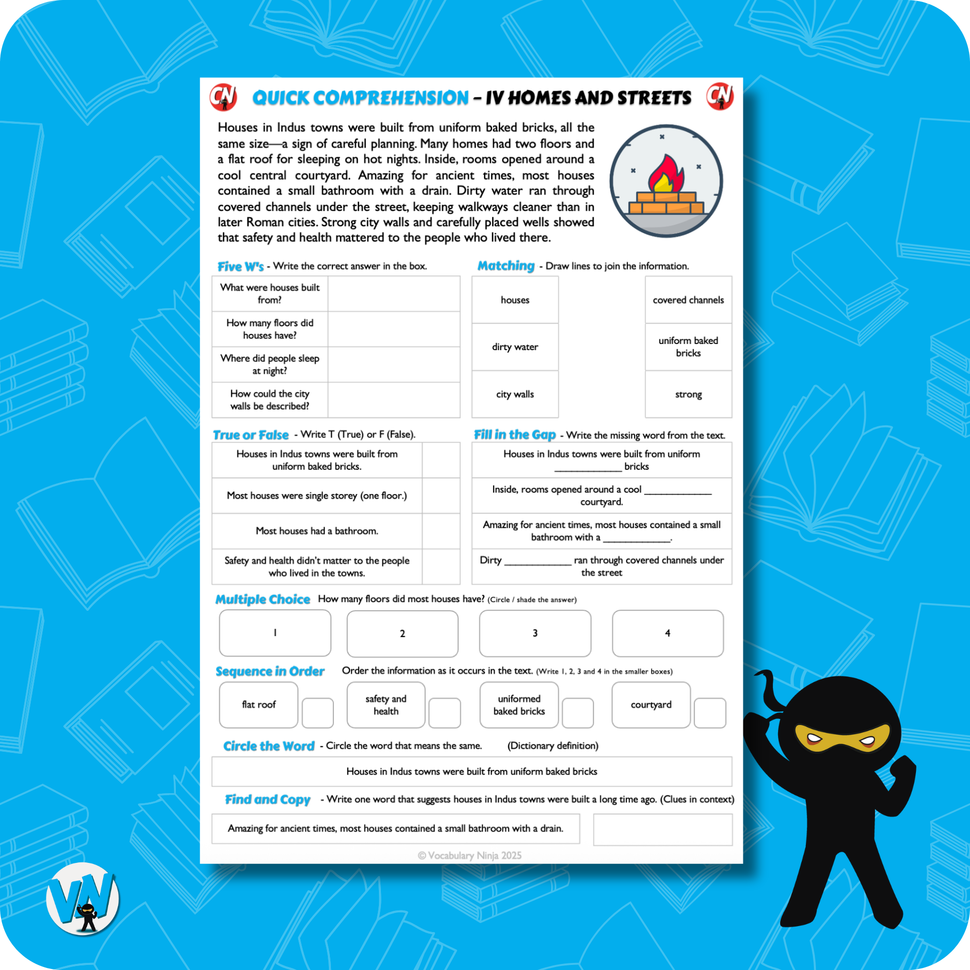 Quick Comprehension Topic Bundle – Y3 Indus Valley – Vocabulary Ninja